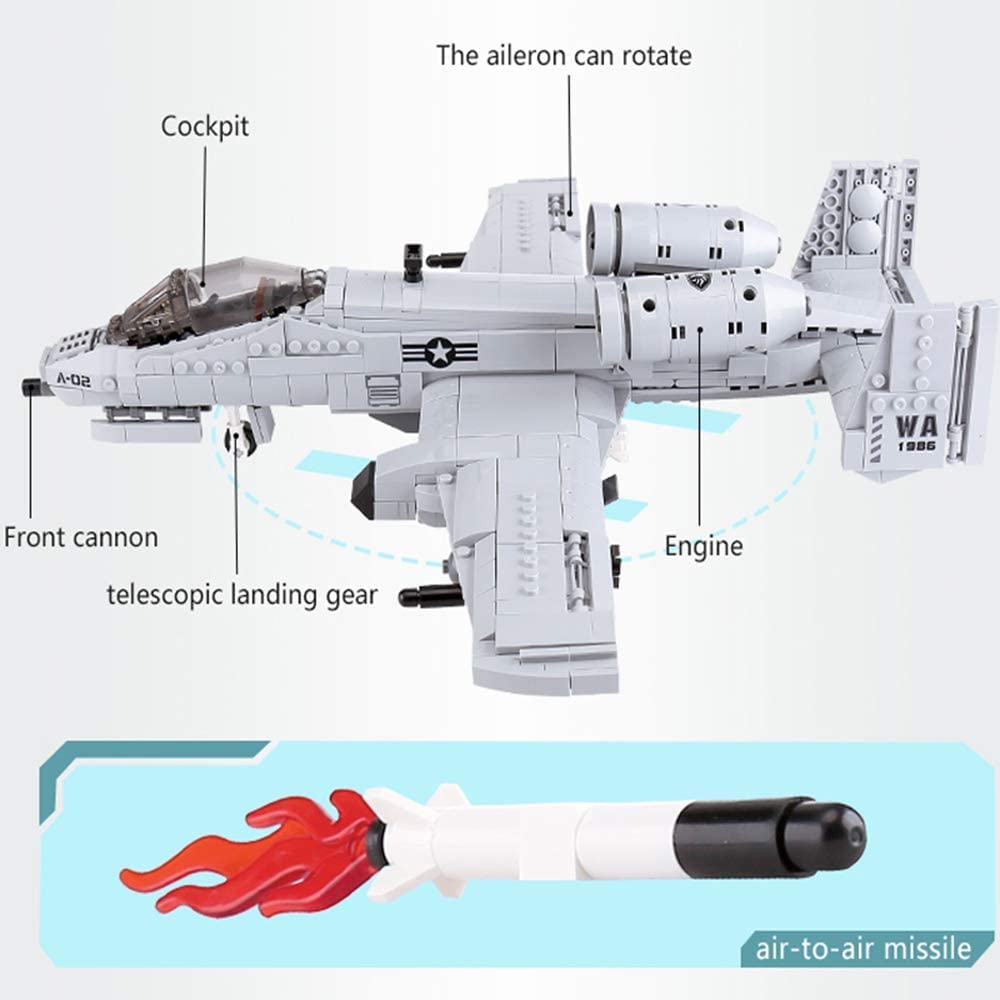 A-10 Fighter Thunderbolt Aircraft Plane Building Blocks Toy Set