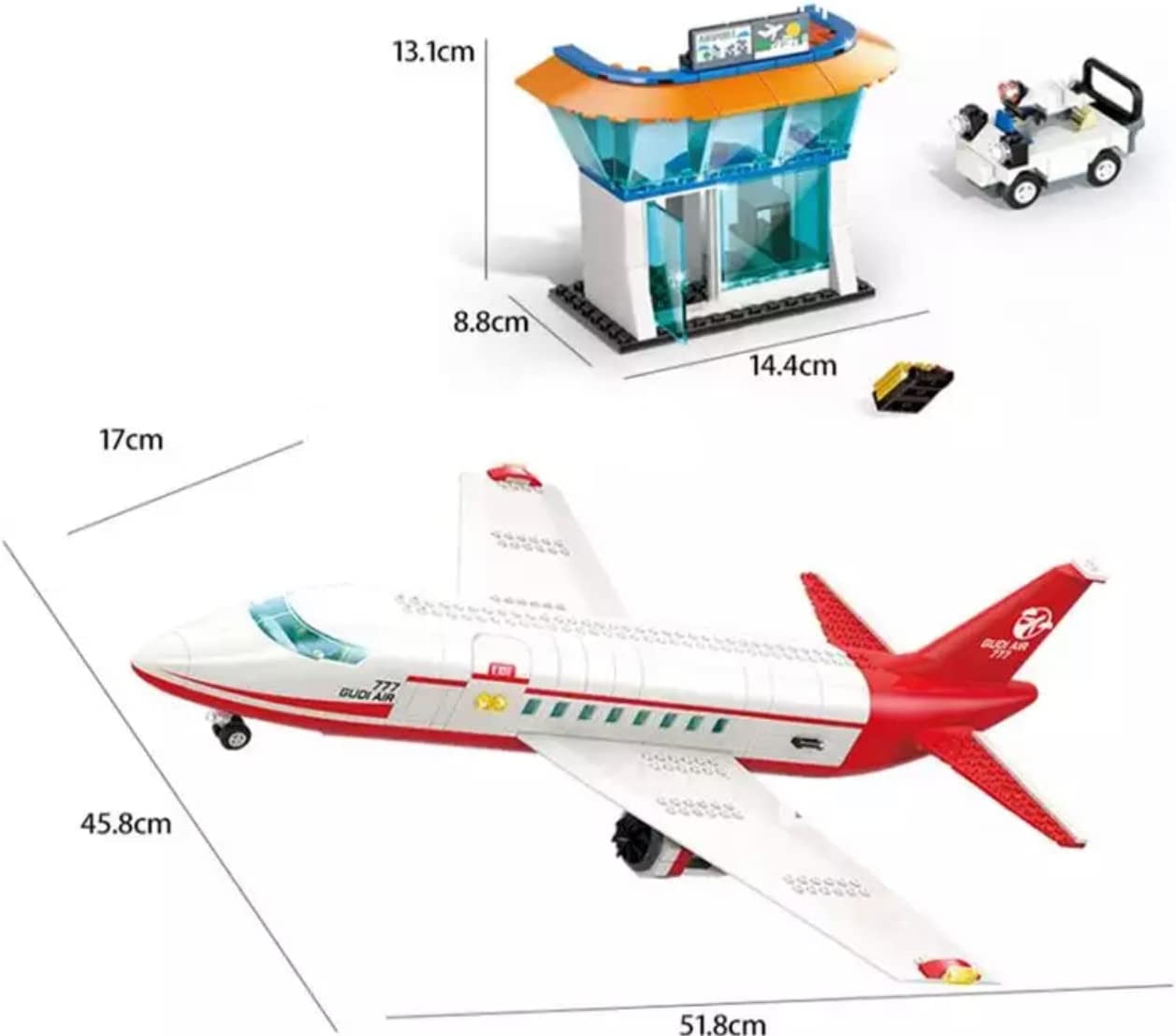 White and Red Passenger Airplane Building Blocks Toy Set | General Jim ...